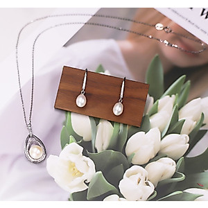 AKOCIDY-Freshwater Cultured Pearl Pendant Necklace and Dangle Earrings Set 925 Sterling Silver Bridal Jewelry Set