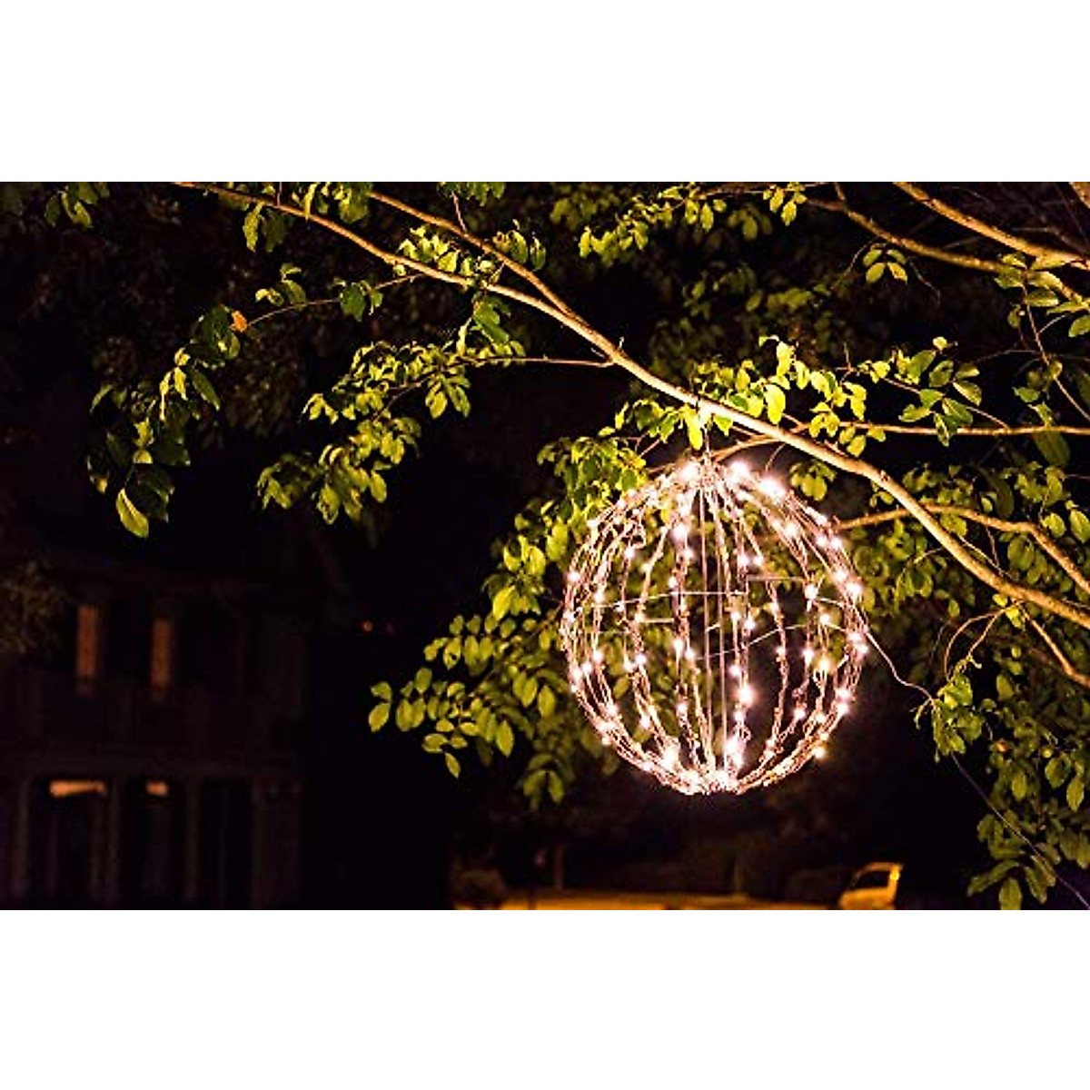 Elf Logic - 16" Outdoor LED Light Ball Hanging Tree Globe Light - Outdoor Holiday Light Ball Decor (16" Ball Plug in)