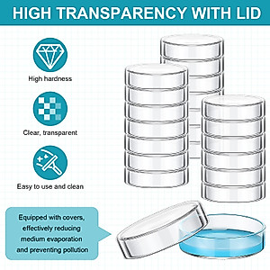 Hoteam 20 Pcs Glass Petri Dishes with Lids Bulk, Autoclavable and Reusable Culture Dishes for Culture Plate, Science Project (100mm)