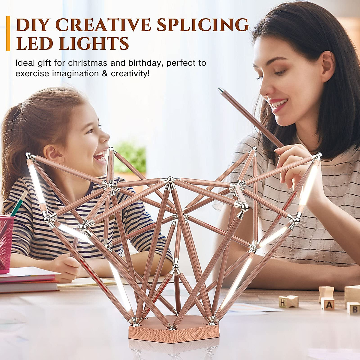 QUEENGO LED Lights DIY Splicing Table Lamps, Touch Control with Brightness Adjustable Desk Creative Lights for Living Room Bedroom Office Decor Lights