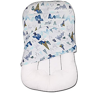 Newborn Lounger Cover, Baby Padded Loungers Cover, Removable Infant Lounger Slipcover for Baby Boys Girls, Adventure Mountains