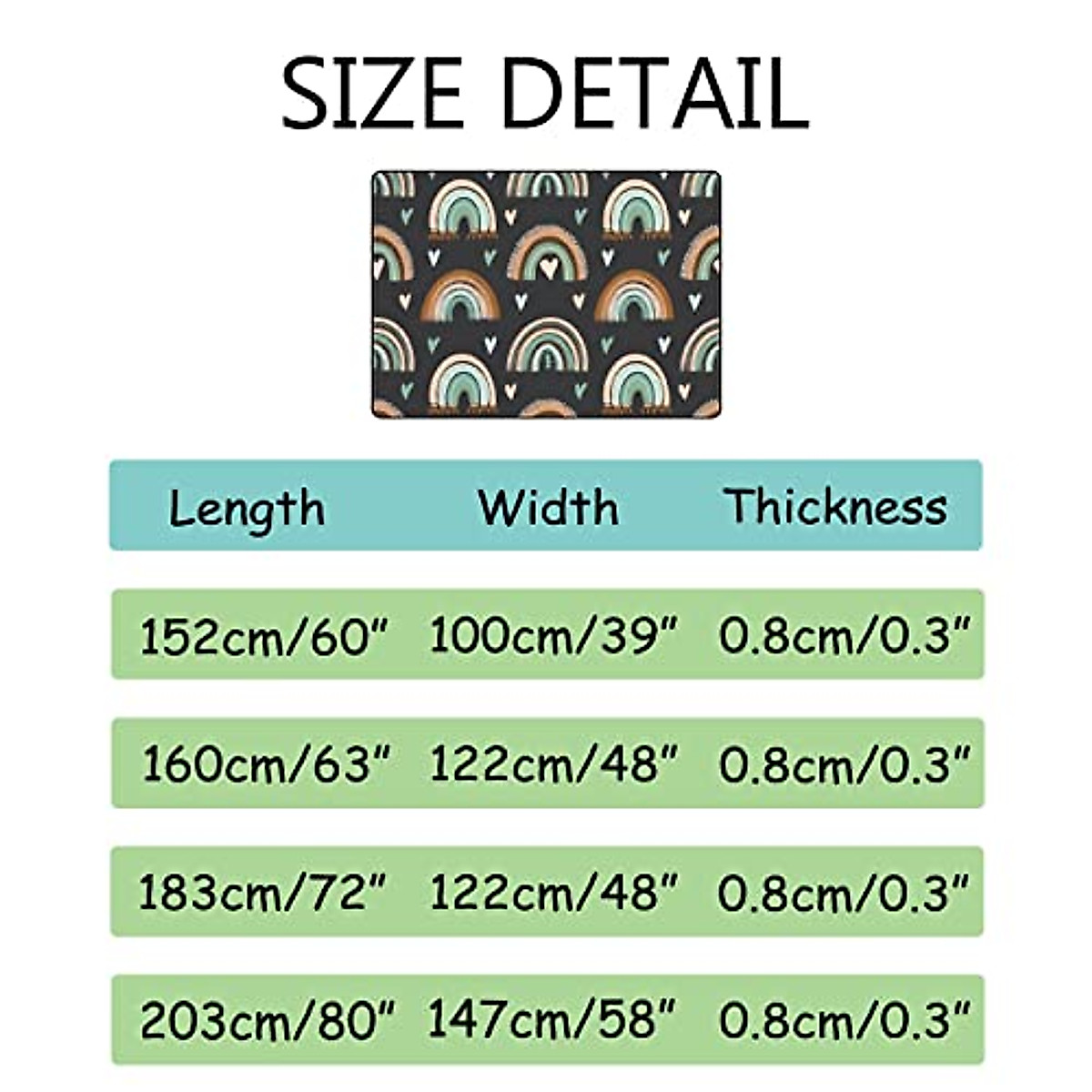 Cute Hearts Boho Rainbow Coral Fleece Large Area Rugs Soft Non Slip Floor Carpet Comfy Accent Rugs Machine Washable Indoor Home Decor for Living Room Bedroom Sofa 72x48in