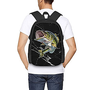 Bass-Fishing-Backpack, Laptop Backpacks Bookbags Travel Daypack School Bags For Teens Boys Girls Veswiya