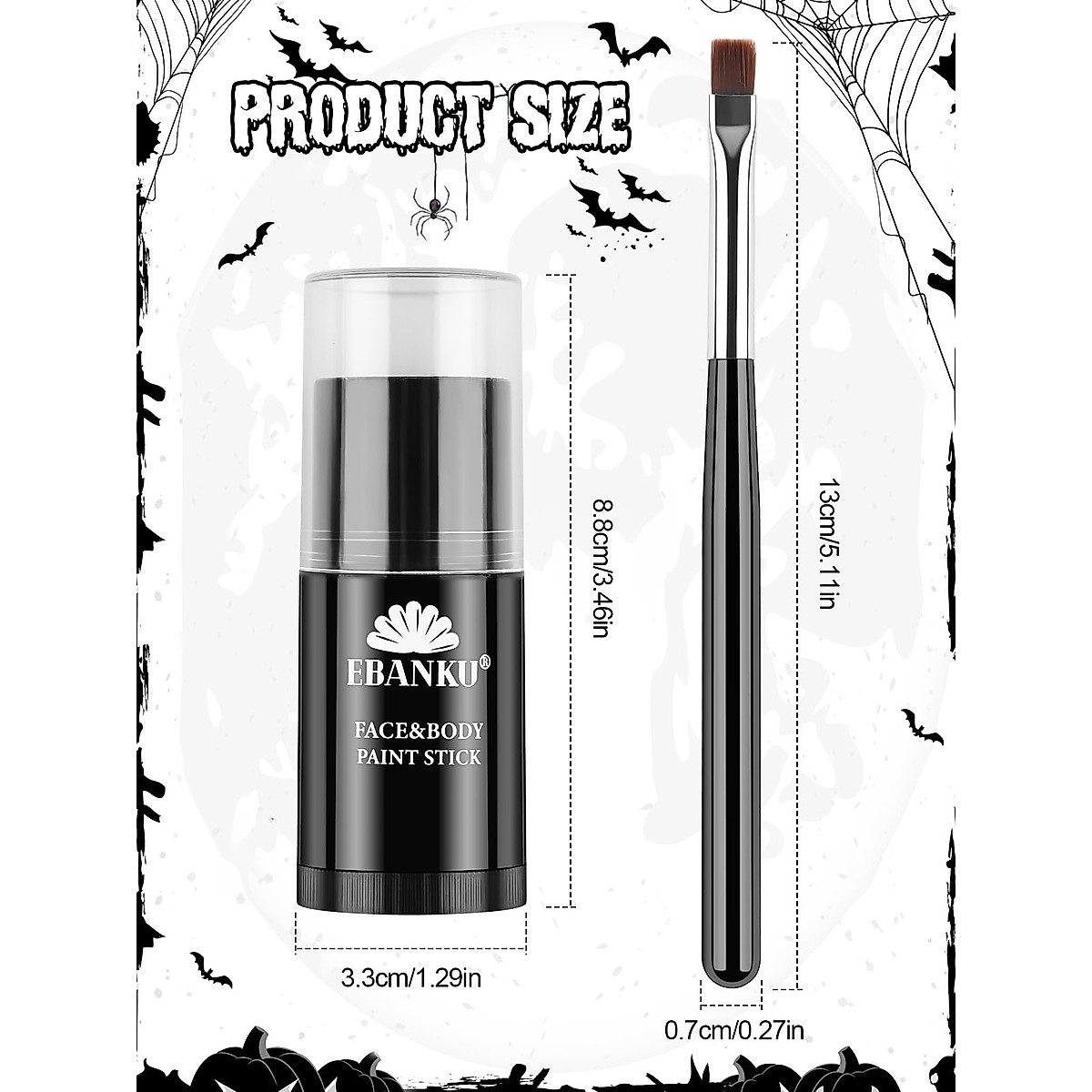 EBANKU 2Pcs White Black Face Body Paint Stick, , Eye Black Sticks for Sports White Cream-Blendable Stick Waterproof Sweatproof for Christmas Cosplay