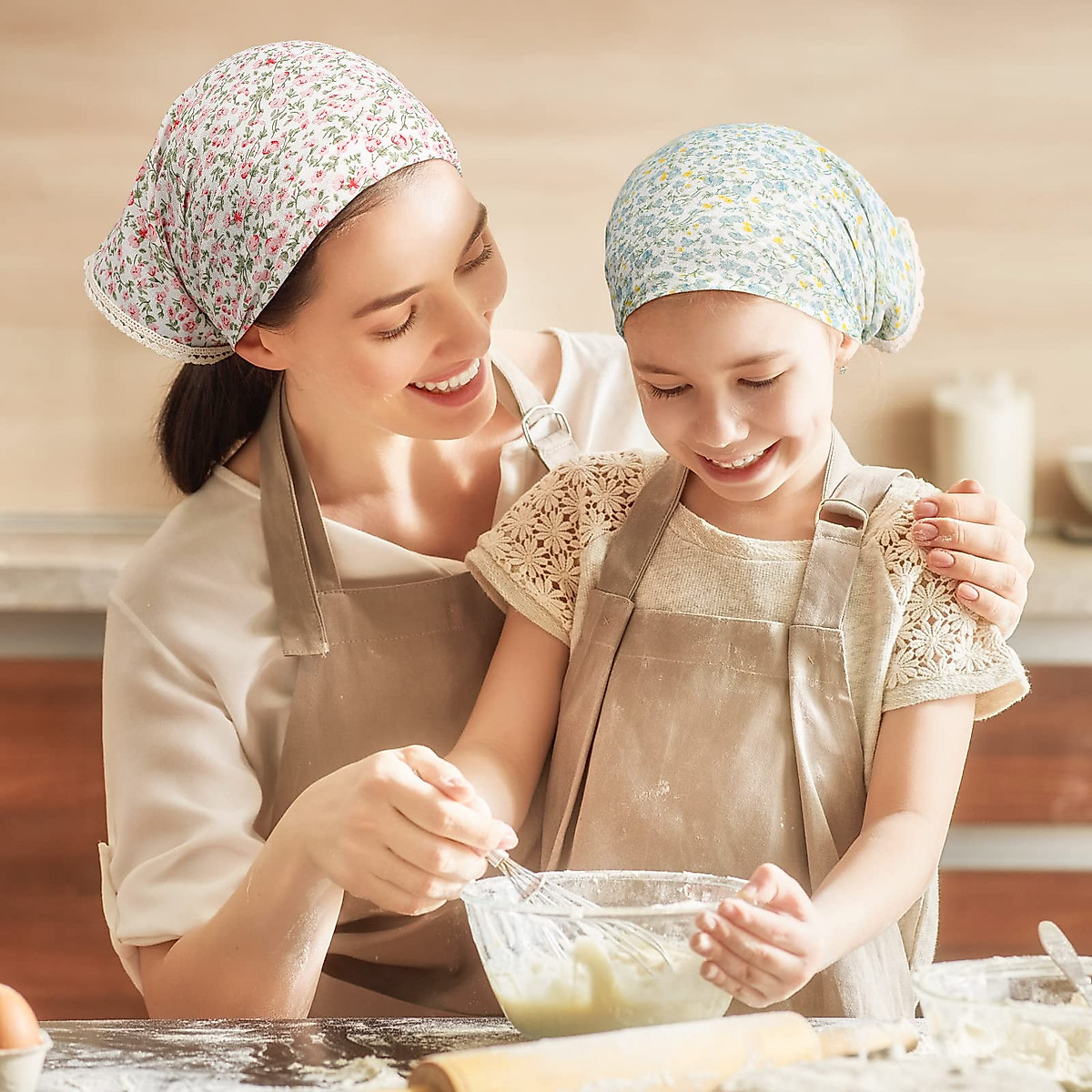 Kinlop 8 Pcs Floral Hair Bandanas Headband Triangle Boho Hair Scarf Headband Floral Printed Chiffon Head Kerchief Floral Hair Kerchief for Women Hair Scarves Accessories(Novel Style)