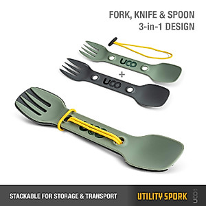 UCO Nylon Utility Spork Camping Spoon-Fork-Knife Utensil, 2 Pack