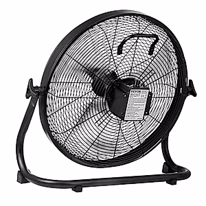 VEVOR 16'' Rechargeable Floor Fan, Portable Quiet Personal Fan for Home or Office, 360 Degree Manual Pivoting Head, Stepless Speed Regulation High Velocity, Heavy Duty Metal Industrial Cordless Fans