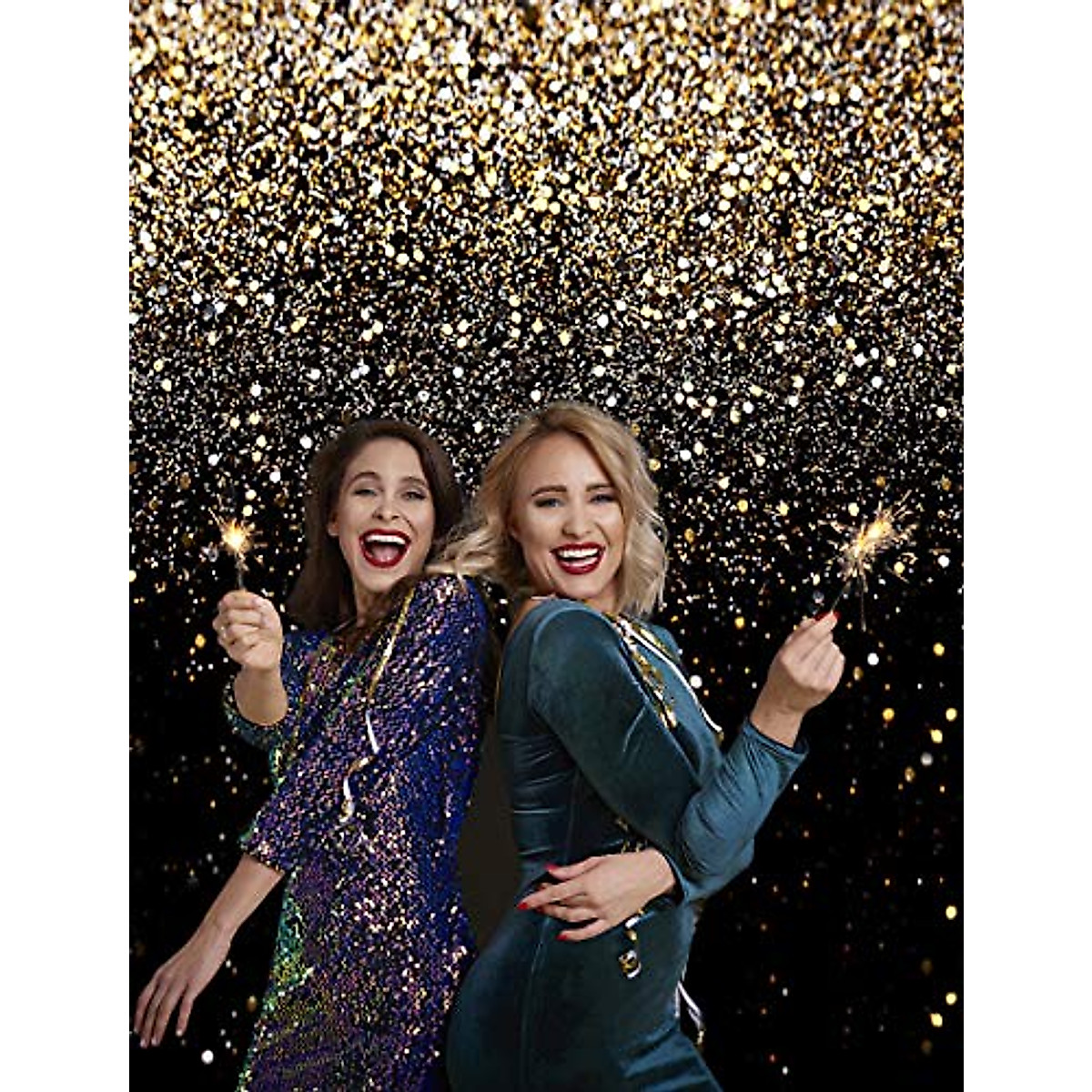WOLADA 5x7FT Gold Backdrop Glitter Backdrop Gold Spots Bokeh Backdrop Black and Gold Backdrop Wedding Backdrop Gold Backdrop for Parties Vinyl Photography Backdrop 11412