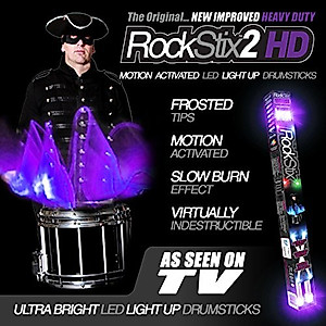 ROCKSTIX 2 HD DEEP PURPLE, BRIGHT LED LIGHT UP DRUMSTICKS, with fade effect, Set your gig on fire! (PURPLE ROCKSTIX)