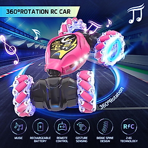 Terucle RC Cars, 2.4Ghz 4WD New Gravity Gesture Sensing Remote Control Car Toys, RC Stunt Twist Car Toys for 6-12 yr Boys & Girls, RC Drift Car with Light Music Best Gift for Kids Age 7 8 9 10 11 yr