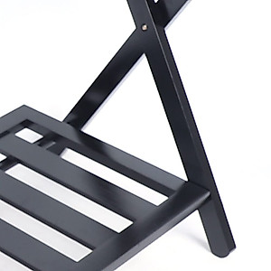 BILPIKOGoo Folding Luggage Rack Wooden Suitcase Luggage Stand for Home Bedroom Hotel with Shelf, Travel Suitcase Holder Shoes Storage Stand