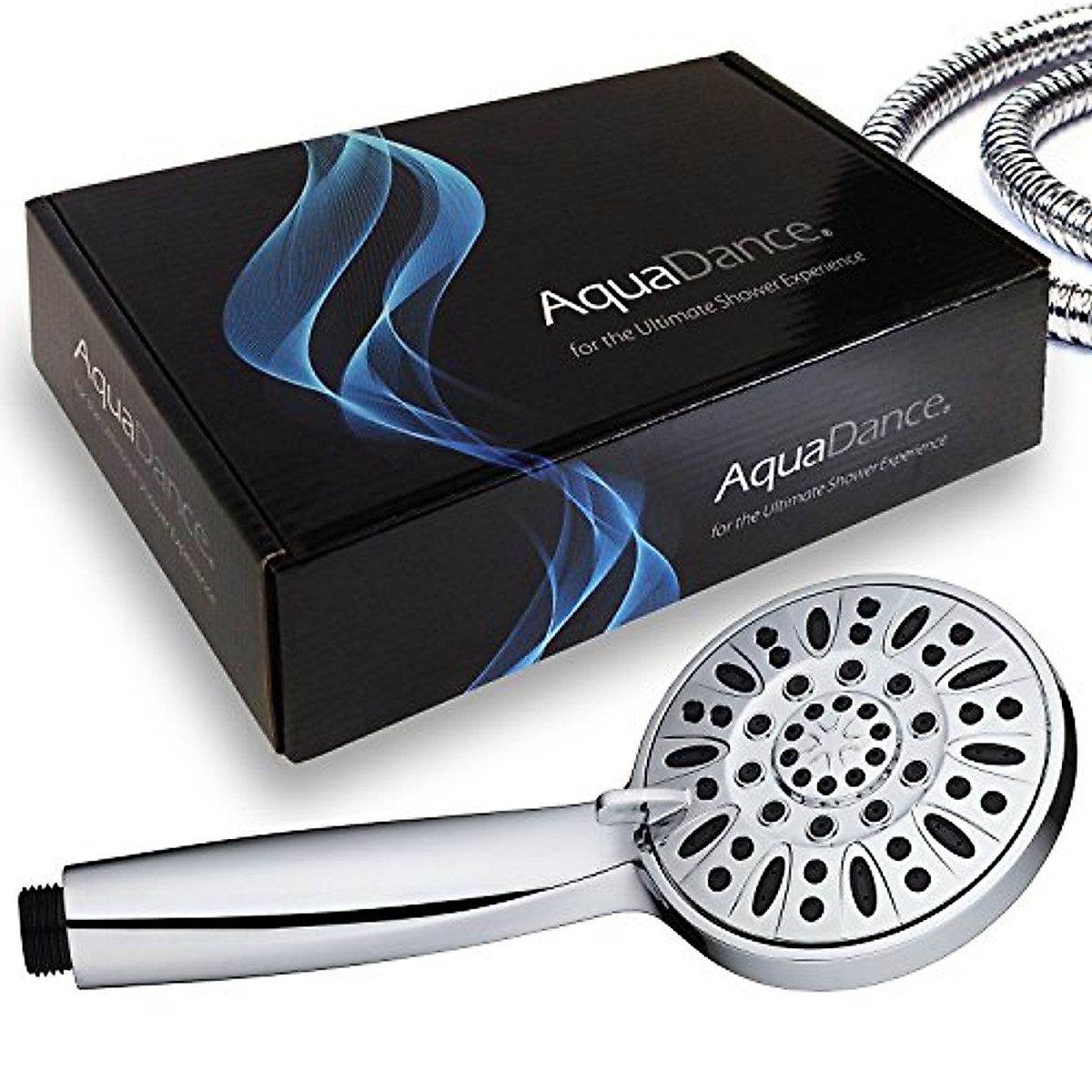 AquaDance 3316 High Pressure 6-Setting 4" Chrome Face Hand Held Head with Hose for The Ultimate Shower Experience Officially Independently Tested to Meet Strict US Quality & Performance Standards