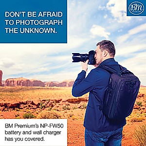 BM Premium 2 NP-FW50 Batteries and Charger for Sony ZV-E10, A6100, A6400, DSC-RX10 IV, DSC-RX10 III, DSCRX10 II, DSC-RX10, Alpha 7, Alpha 7R, a7, a7R, A7s, A7s II, a3000, a5000, a6000, a6300, a6500