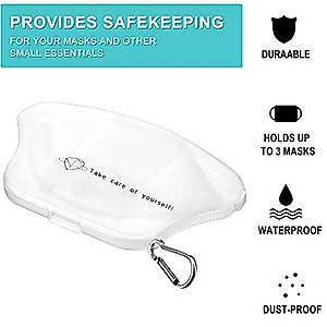 5 Pack Face Covering Storage Case Plastic Portable Face Covering Box Waterproof Reusable Organizer Box with Metal Ring, Portable Face Covering Holder Bag Keeper, Each Fits 3 Face Coverings