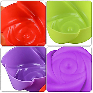 UPKOCH 8pcs Silicone Muffin Cups Rose Flower Shape Reusable Silicone Baking Cups Non Stick Cupcake Liners Maker Mould Cup (Random Color)