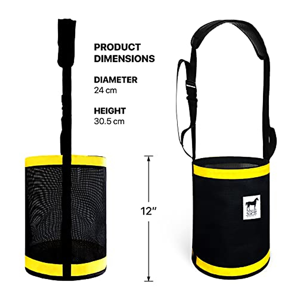 Gigco21 Horse Feed Bag with Bucket Strap, Made of Heavy Duty Nylon Mesh and 1680D Oxford Fabrics, Spill-Proof Design, Reinforced at Bottom with Webbing Strap. Comfort Neck and Nose Pad.