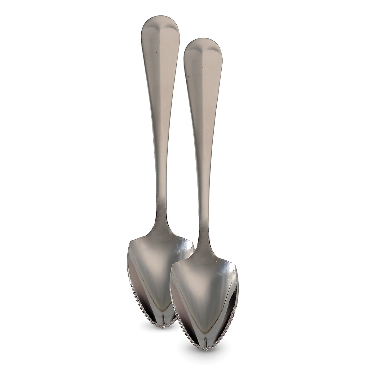 HIC Harold Import Co. Grapefruit Dessert Spoons with Pointed Tip and Serrated Edge (Set of 2), 6", Stainless Steel