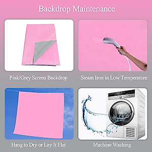 KUKUSOUL 5x7ft Polyester Pink Photo Backdrop Grey Backdrop for Photography 2-in-1 Curtain Backdrop Reversible Background for Photography KUSKX001