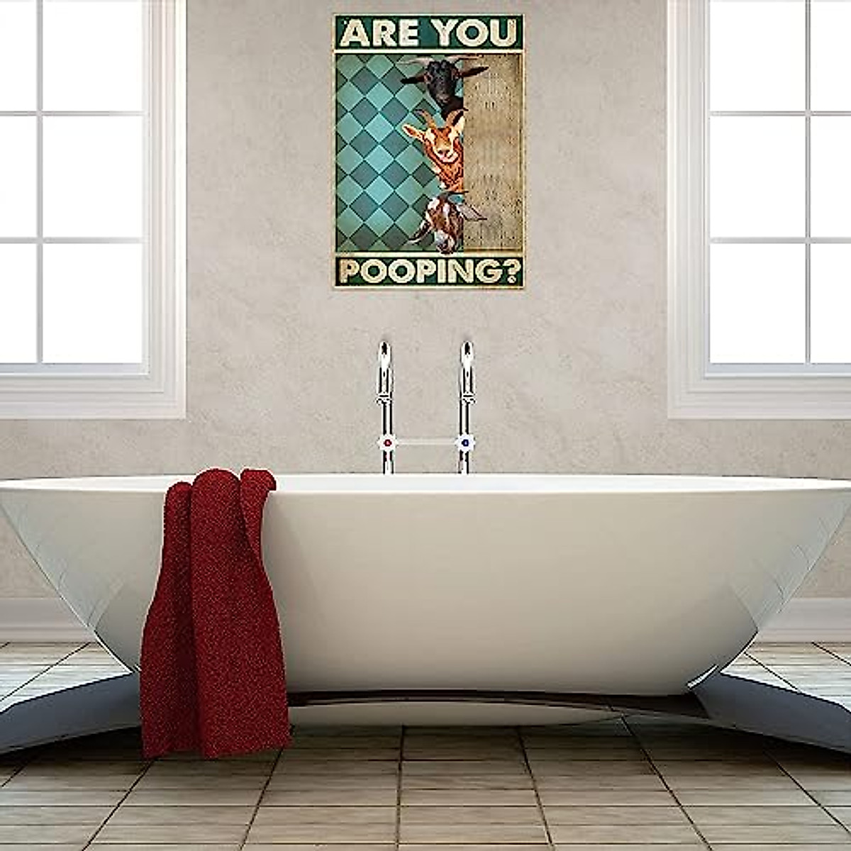Luoboken Funny Metal Tin Signs Funny Goat Signs, are You Pooping Signs, Nice Wall Art, Your Napkins Signs, Farming Animal Lovers Gift, Goat Lover Signs Metal Sign for Kitchen 8X12inch