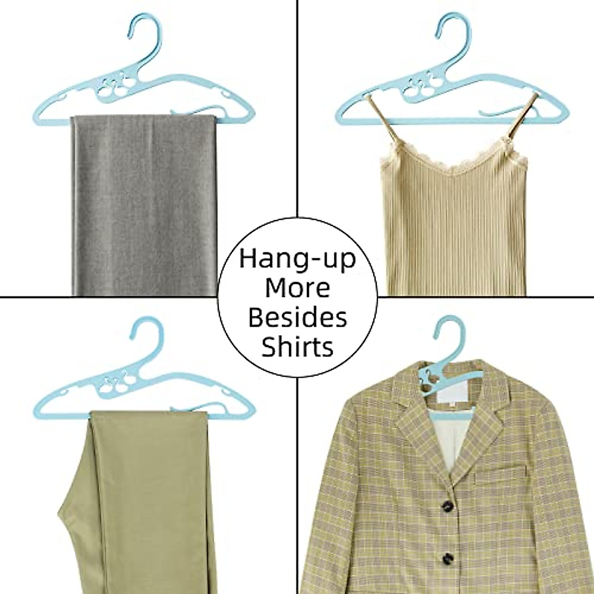 HongFeng Plastic Hangers,Heavy Duty Durable Coat and Clothes Hangers,Lightweight Space Saving Non Slip Hangers (Blue,30 Pack)