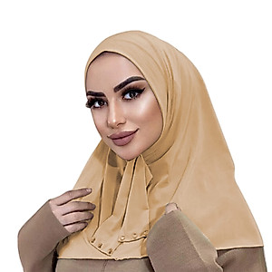 AIBEARTY Women Fashion Instant Muslim Turban Hijab with Snap Fastener Breathable Headscarf Bonnet Cap Turban Hat Shawl
