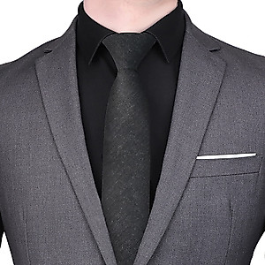 HOULIFE Ties for Men, Solid Mens Tie, Cotton Stripe Skinny Ties for Men, Slim Men’s Neckties for Wedding Party