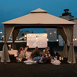 10'x13' Gazebo, Outdoor Gazebo with Mosquito Netting, Metal Frame Double Roof Soft Top Patio Gazebo Canopy Tent for Deck Backyard Garden Lawns (Khaki)