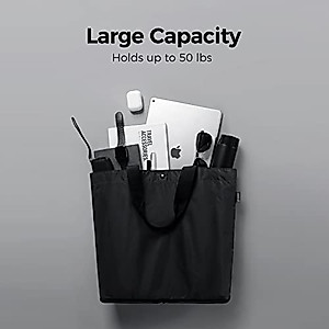 pack all 16L Lightweight Packable Tote Bag, Water Resistant Foldable Grocery Bag, Reusable Shopping Bag (Black)