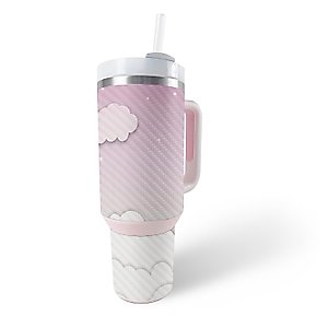 MightySkins Carbon Fiber Skin Compatible with Stanley The Quencher H2.0 FlowState 40 Oz Tumbler - Baby Clouds | Protective, Durable Textured Carbon Fiber Finish | Easy to Apply