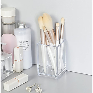 2 Pack Clear Acrylic Pencil Pen Holder Cup, Makeup Brush Holder Acrylic Desk Accessories