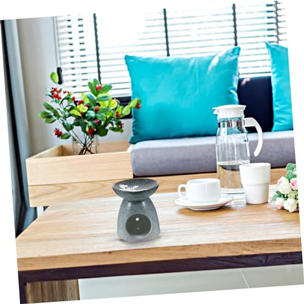 Healifty 1pc Meditation Room Decor Office Decoration Aroma Heating Holder Elk Pattern Incense Stove Lantern Decorative Lantern Candle Holder Ceramic Incense Stove Aroma Oil Burner