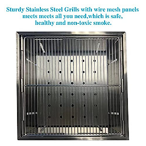 SEHOMY Portable Charcoal Grills 14.3", Folding Smoker Camping BBQ Grill Stainless Steel, Barbecue outdoor Grilling for Hiking Picnics Garden Travel Patio Backyard, Household grills outdoor cooking