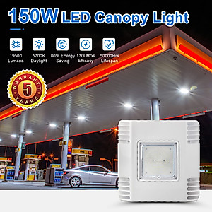 150W LED Gas Station Canopy Light, 5700K 21000LM Ultra Bright Surface Mount LED Garage Shop Ceiling Light (600W HID/HPS Equivalent), Commercial Canopy Lighting 90-277V IP65 UL & DLC Listed (4-Pack)