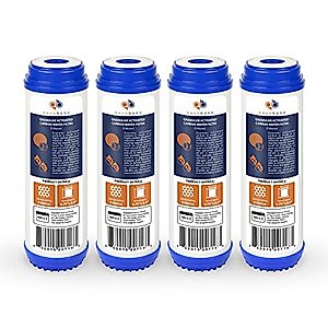 Aquaboon Universal 10 x 2.5 inch Coconut Shell GAC Cartridge | 5 Micron Granular Activated Carbon Water Filter Replacement | Compatible with C-10, WFPFC9001, AP117, GAC-10, FXUTC, D-20A, GAC1, 4 Pack