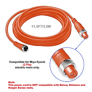 BatPower Prom 11.5FT Electric Reel Battery Power Cord for Miya Epoch Command CZ CAT CAC CX US Power Assist Reel Prom Electric Reel Battery BP-FM08B BP-FM16B Power Cable Air Cord 350CM