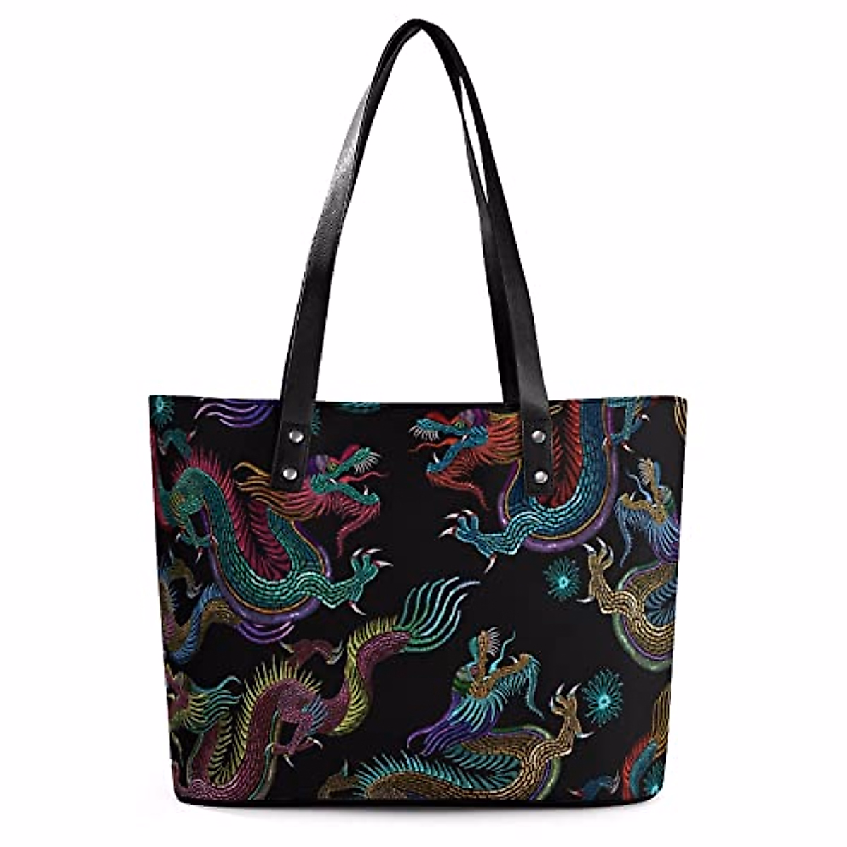 Womens Handbag Dragons Leather Tote Bag Top Handle Satchel Bags For Lady