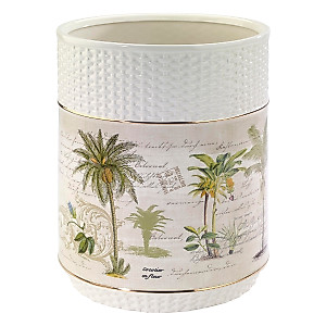 Avanti Linens - Waste Basket, Tropical Inspired Bathroom Accessories, Decorative Trash Can for Home or Office (Colony Palm Collection)