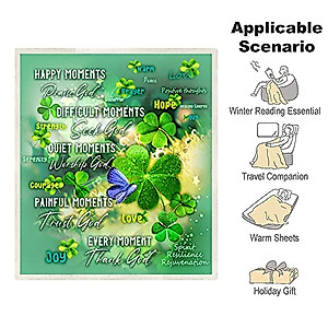 Onecmore Christian Gifts Religious Gifts for Women Serenity Prayers Throw Blanket,Inspirational Gifts Get Well Soon Healing Warm Hugs Sympathy Gifts St. Patrick's Day Decorations Shamrock Irish Gifts