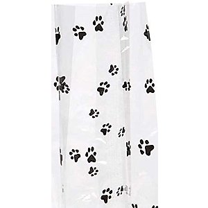 A1BakerySupplies® 25 Pack Paw Print Design Printed Cellophane Bags 4 In X 2 In X 9 In