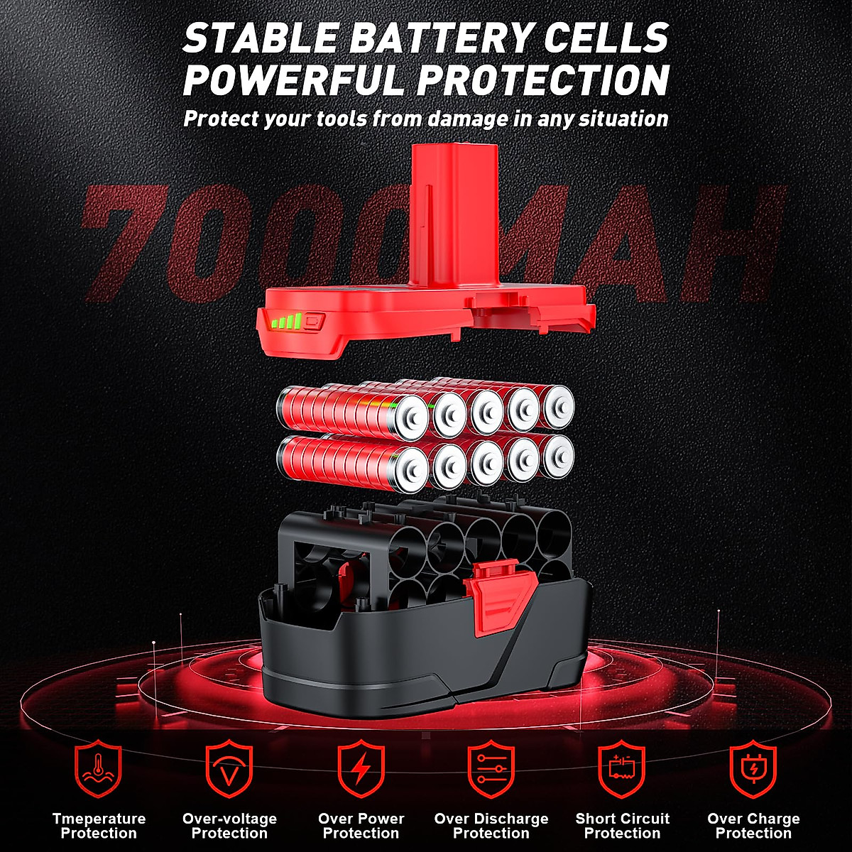 7000mAh C3 19.2 Volt Battery Replacement for Craftsman 19.2V Lithium-ion Battery for Craftsman DieHard XCP 3130211004 130279005 11375 11045 1323903 315.115410 315.11485 Cordless Battery 2Pack