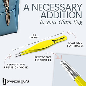 Tweezer Guru Pointed Tweezers - Sharp Precision Needle Nose Tip, Best Tweezers for Eyebrows and Ingrown Hair, Surgical Pointed for Blackheads & Splinters (Yellow)