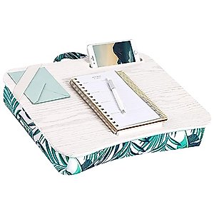 LAPGEAR Designer Lap Desk with Phone Holder and Device Ledge - Tropical Palm Leaves - Fits up to 15.6 Inch Laptops - Style No. 45427