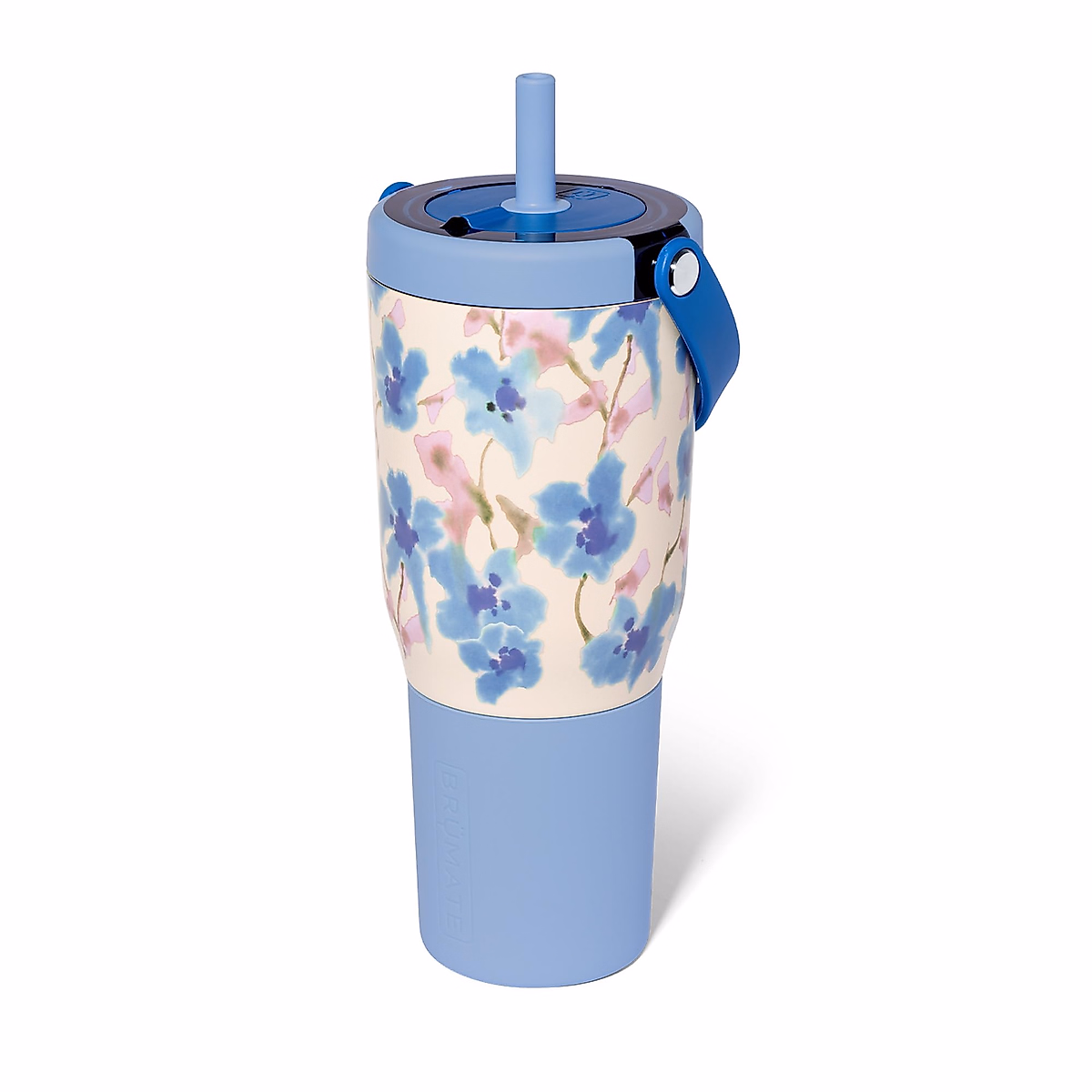 BrüMate Resa 35oz 100% Leakproof Travel Tumbler w/Handle & Straw | Flexible Soft Sip Straw | Silicone Sleeve for Durability | Made of Stainless Steel | Cup Holder & Travel Friendly | (Capri Floral)