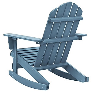 Tidyard Patio Adirondack Rocking Chair Solid Fir Wood Blue Outdoor Fire Pit Chair Wooden Garden Armchair for Porch Pool Lawn Deck Backyard Balcony Outdoor
