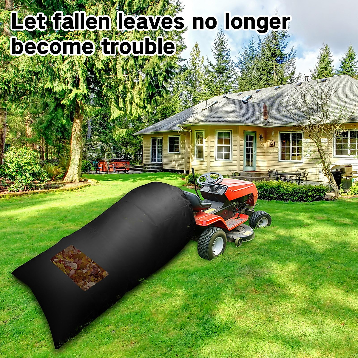 Patelai Lawn Tractor Leaf Bag Grass Catcher Bag for Riding Lawn Mower, 78.7 x 52 Inch Reusable Large Capacity Leaf Bag with Zipper and Vent for Leaf Collection, Heavy Duty Material Collection Systems