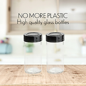 Upper Midland Products 35 PACK BULK | 4 Oz Glass Juice Bottles With Caps, 35 Mini Shot Smoothie Small Glass Bottles Containers With Black Plastic Lids For Juicing