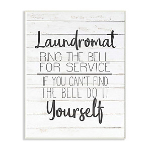 Stupell Industries Laundromat Funny Word Bathroom Laundry Black and White Design Signs and Plaques, Multi-Color