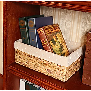 KINGWILLOW Rectangular Wicker Storage Container, Organizer Box, Art & Craft (Small)