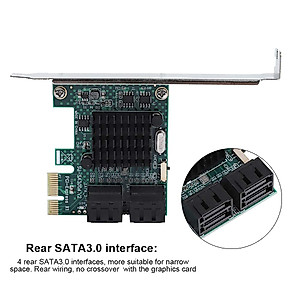 SATA 3.0 Expansion Card, 4Port PCIE to SATA 3.0 Expansion Controller Card, Rear SATA3.0 Interface, 4U, 2U Universal, Thick GoldPlated PCIE Interface, Fourlayer Circuit Board, Three Modes
