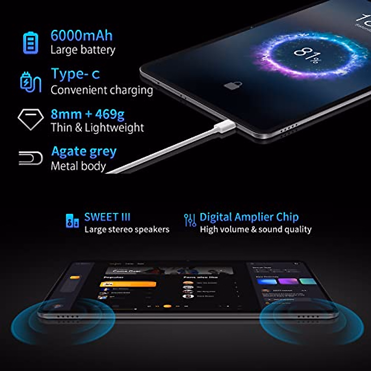 TECLAST Android 12 Tablet 10.4 inch Tablet, T40S 16GB+128GB Tablet with 1TB Expand, 8 Core Processor Android Tablets, 2000 * 1200 FHD, 2.4G/5G WiFi, 6000mAh, Bluetooth 5.0, GPS, 5MP+8MP Dual Camera